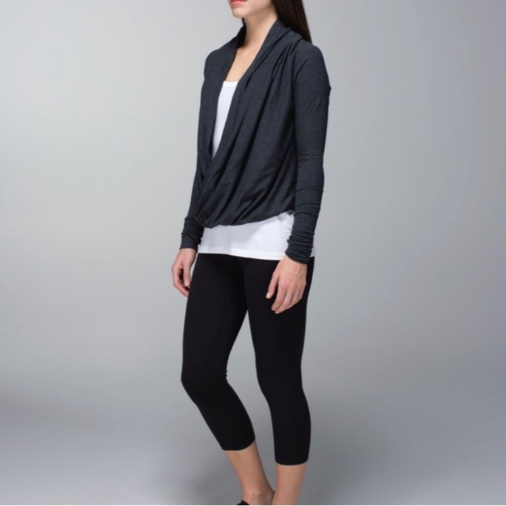 Lululemon Iconic Wrap Cardigan 4 Heathered Black - Gem